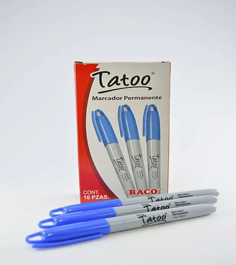 Expercom.mx - Marcador Permanente Color Azul Tatoo Baco Punta Fina ...