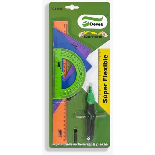 Expercom.mx - Juego de geometría Devek super flexible 6 piezas