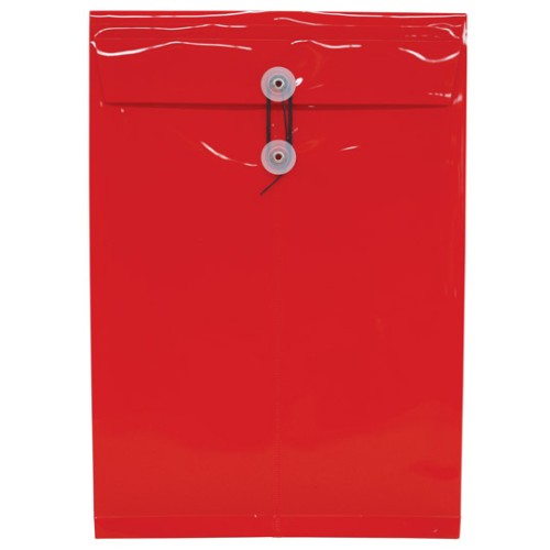 Expercom.mx - Sobre Vertical Polipropileno Oxford Rojo Opaco Oficio 1 Pieza