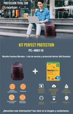 Expercom.mx - Kit mochila + antivirus perfect choice pc-990116