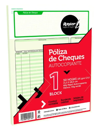 Expercom.mx - Block Poliza de Cheque Dup, Tamaño Carta C/25 Juegos ...