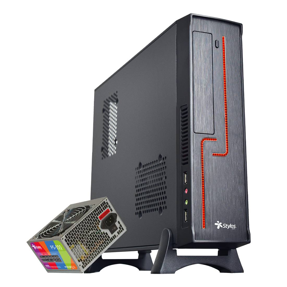 Expercom.mx - Gabinete oficina keelan slim itx stylos 2xusb 1.0+1xusb 3.0+puerto 3.5...