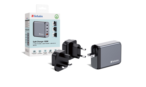 Expercom.mx - Cargador De Pared Verbatim Gan De 100 W De 4 Puertos