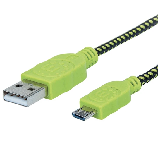 Expercom.mx - Cable usb v2 a-micro b, blister textil 1.0m negro/verde
